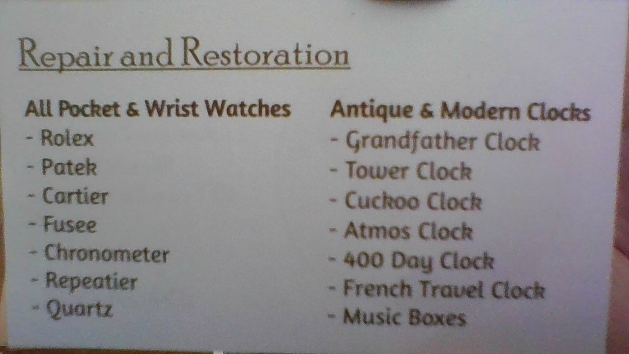 Antique Clock & Watch Repair - Jan Kowalczyk - Naples, FL 34103